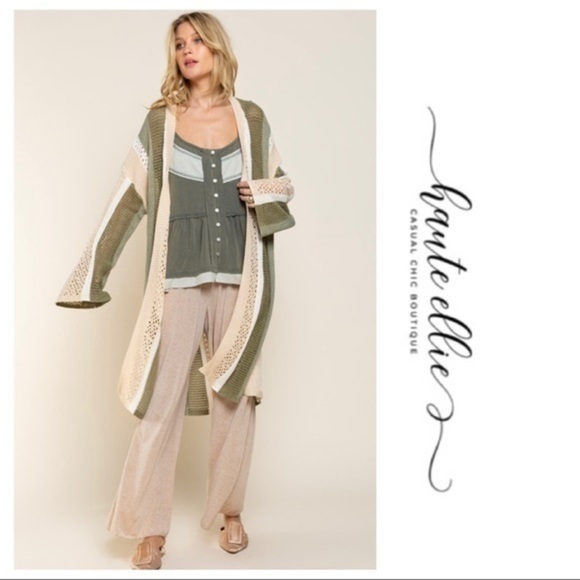 Haute Ellie | Sweaters | Matcha Green Tea Open Front Cardigan Loose ...